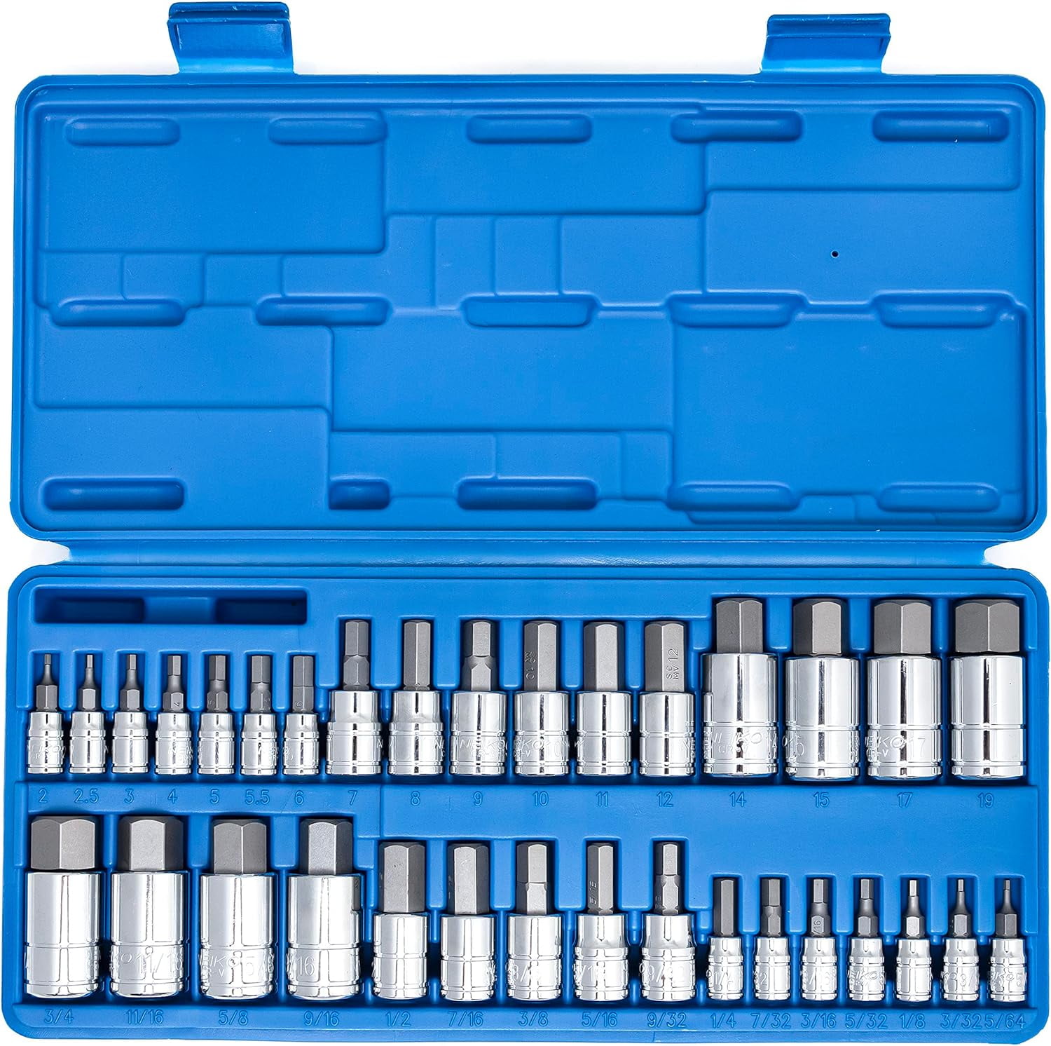 NEIKO 10388A Master Allen Hex Bit Socket Set, 33 Piece SAE and Metric ...