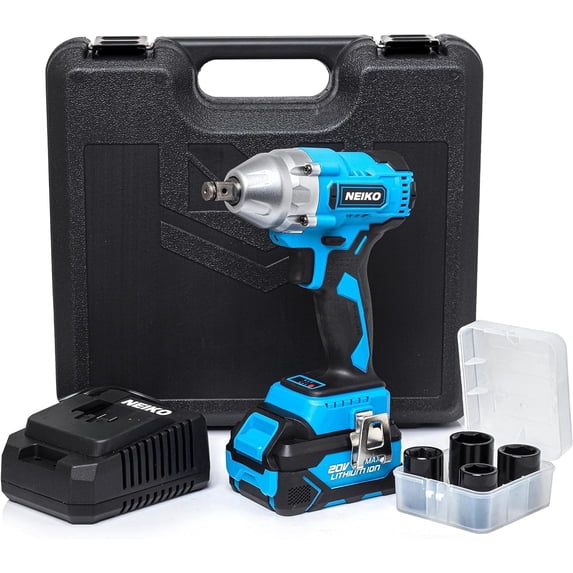 NEIKO 10883A Brushless Cordless Impact Wrench 1/2 Inch-Drive, 20-Volt ...