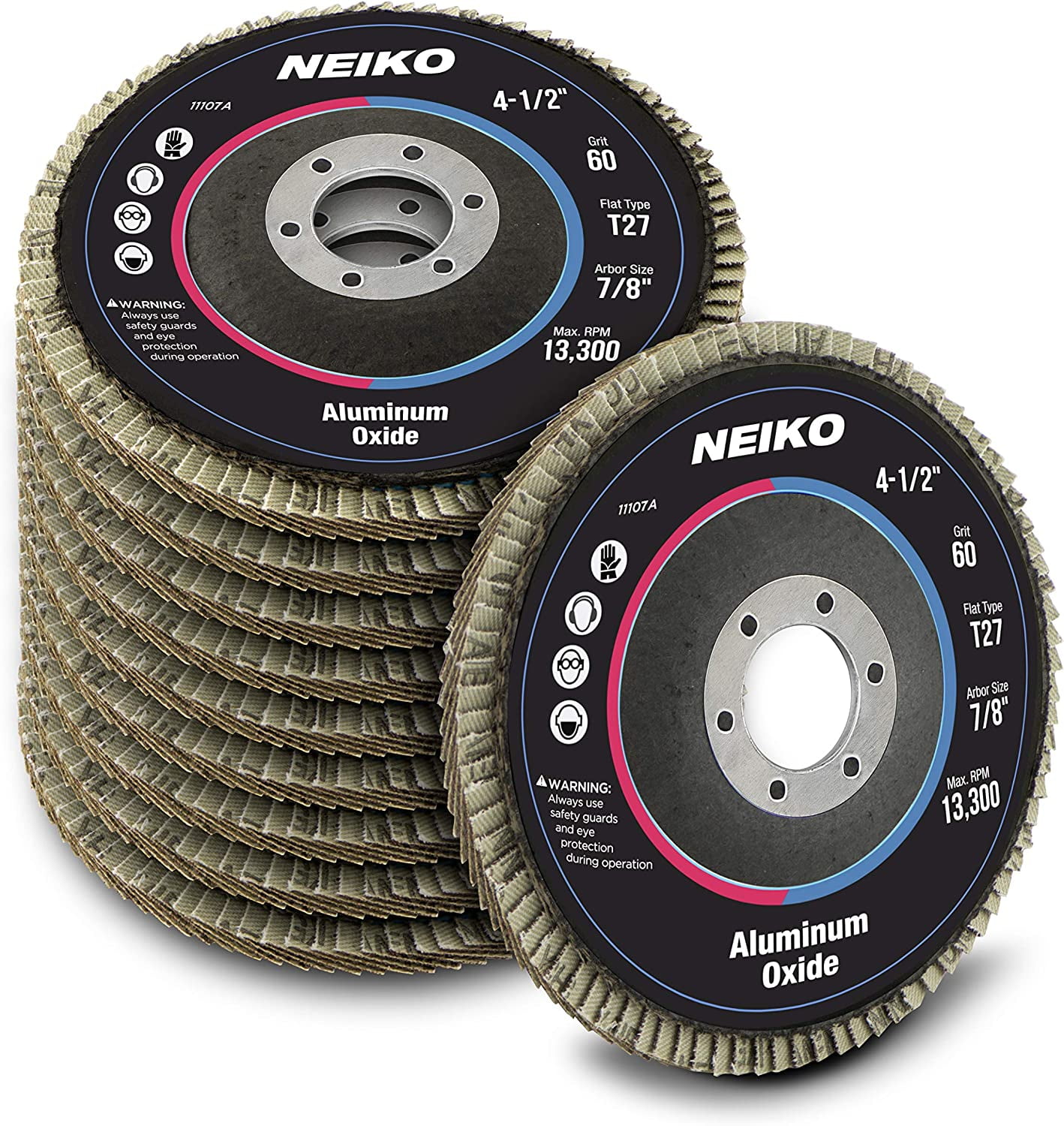 NEIKO 11107A 10 Pack Aluminum Oxide Flap Discs 4-1/2 for Angle Grinder ...