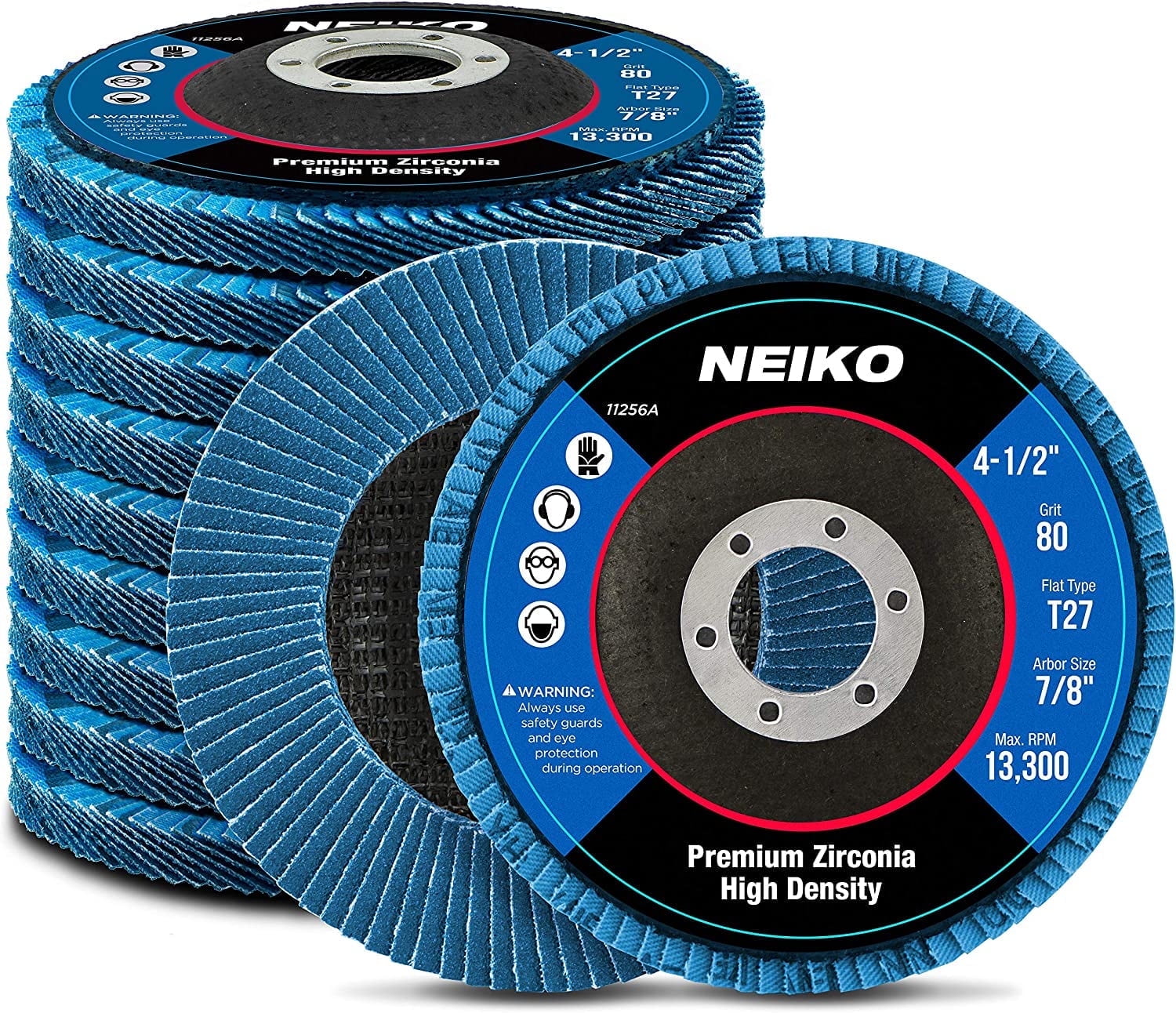 NEIKO 11256A 10 Pack Jumbo Zirconia Flap Discs 4-1/2 for Angle Grinder ...
