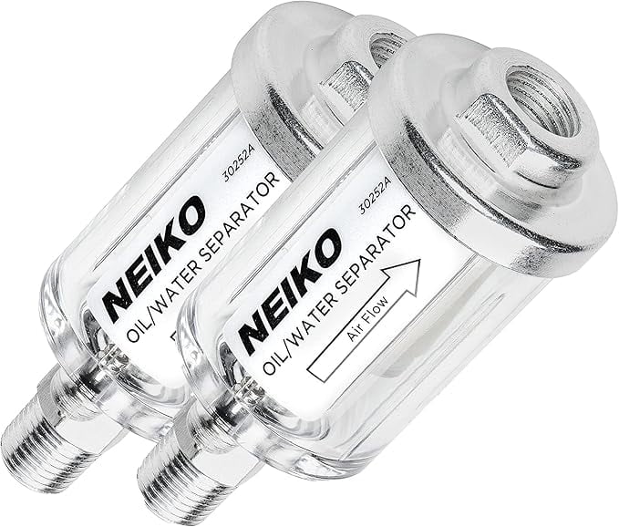 NEIKO 30252A Water and Oil Separator for Air Line 2 Pack | 1/4" NPT ...