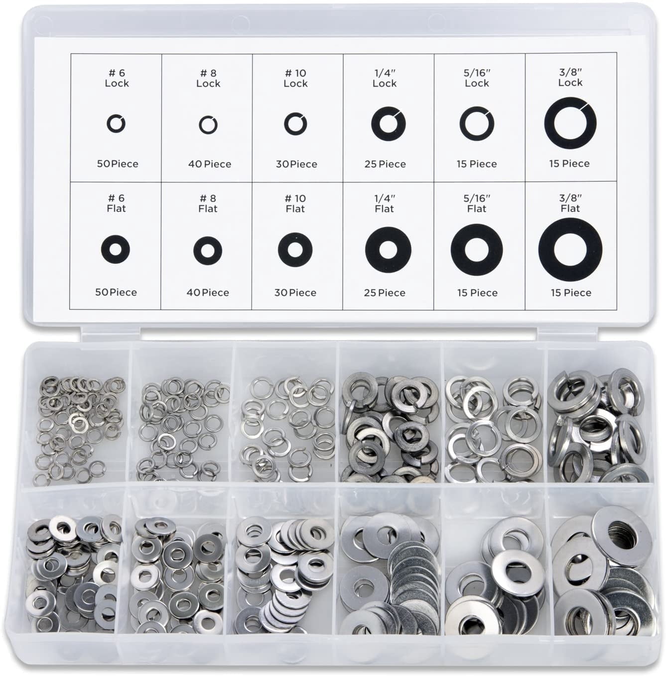 NEIKO 50400A Stainless Steel Lock and Flat Washer Assortment | 350 ...