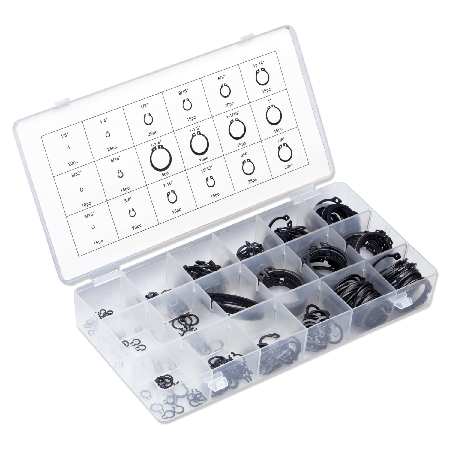 NEIKO 50458A Snap Ring Assortment, 300pc Hardened Steel Retaining Ring ...