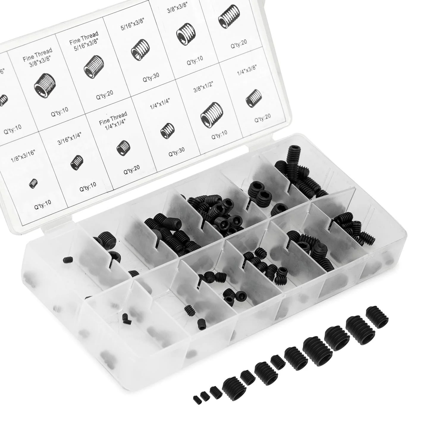 NEIKO 50484A Internal Hex Allen Set Screw Assortment Kit, Coarse and ...