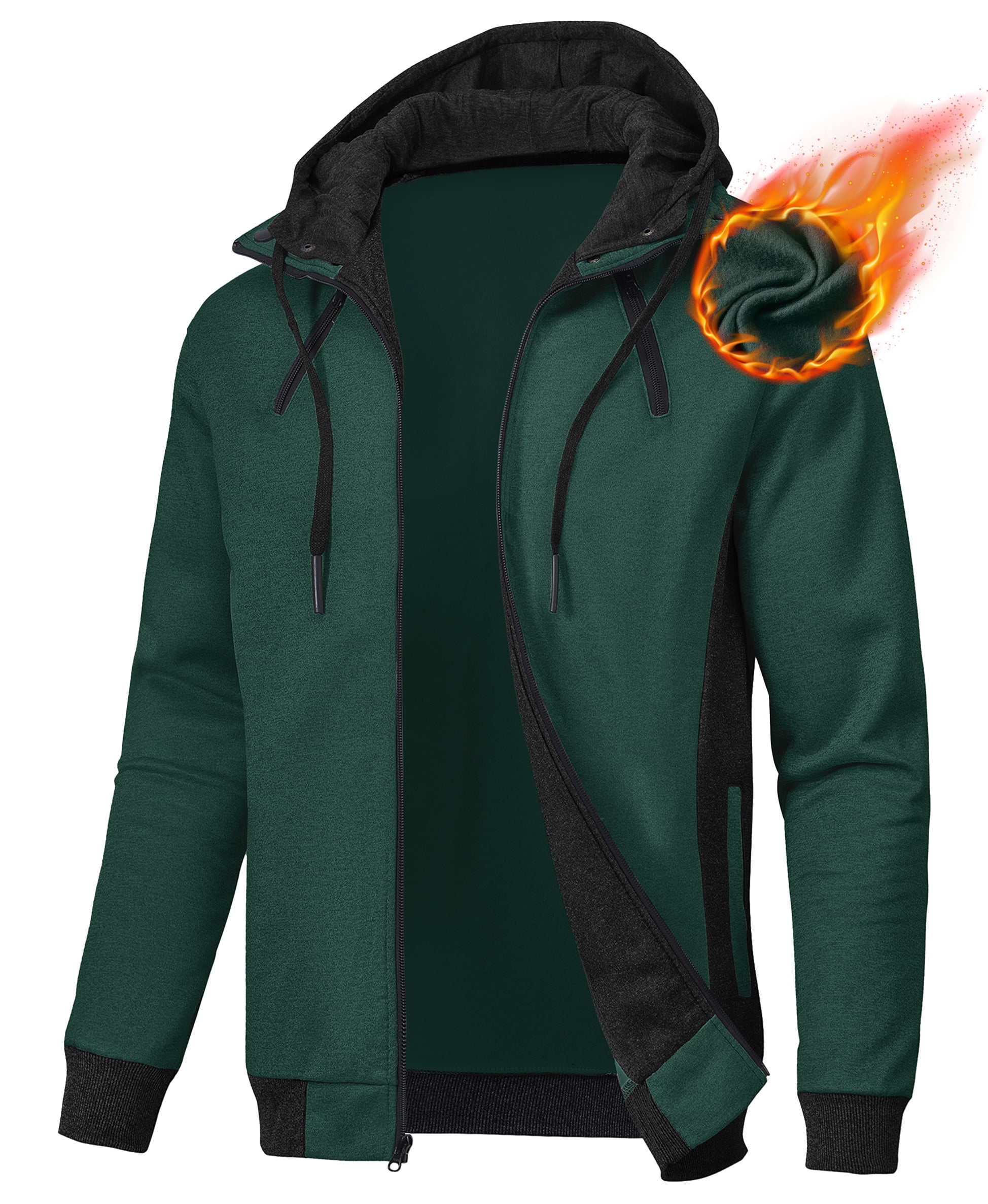 NEIKU Mens Zipper Hoodie Casual Hooded Sweatshirt Fleece Jacket ...