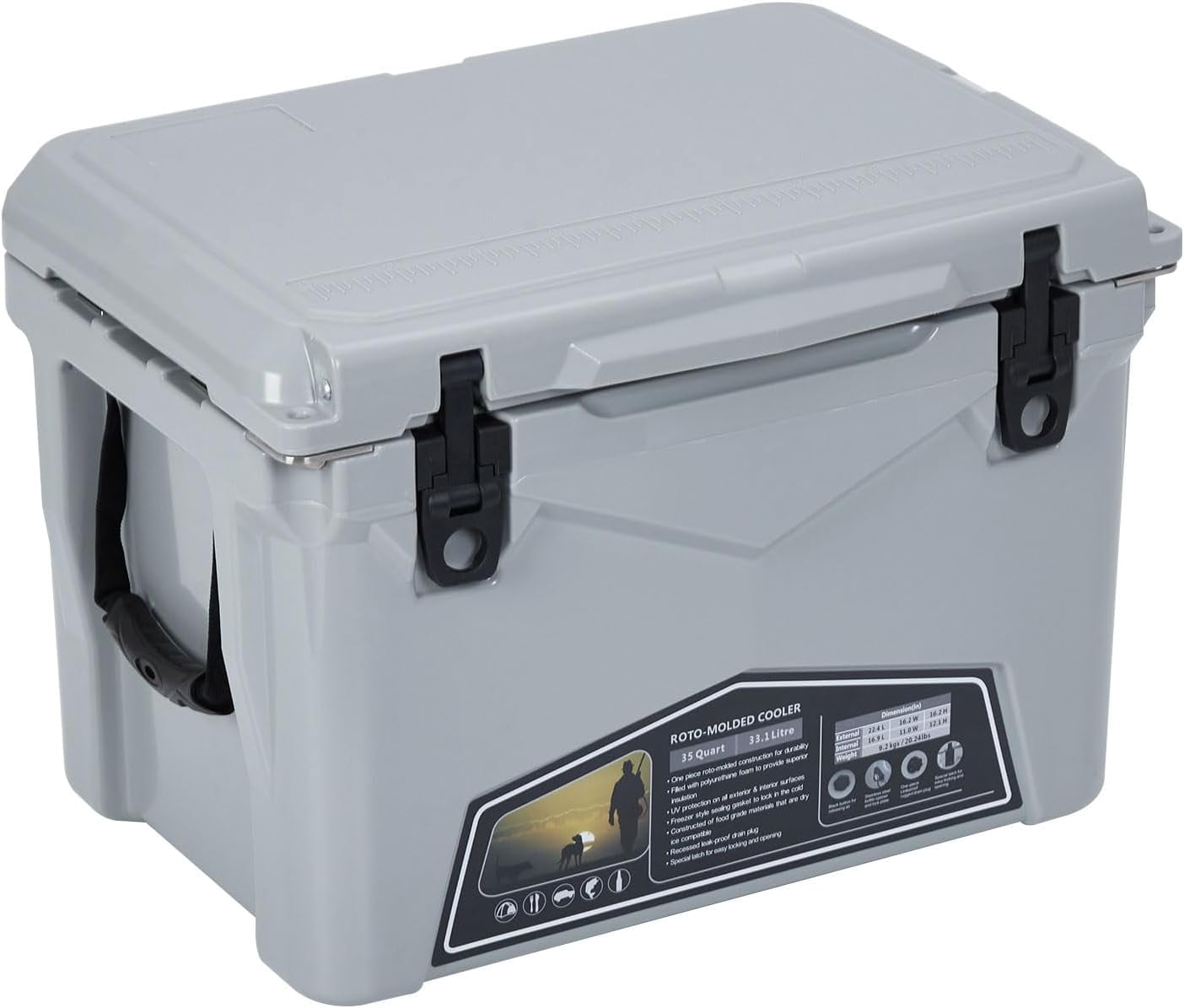 NEILA 35 Quart Hard Camping Cooler, Portable Insulated Ice Chest Cooler ...