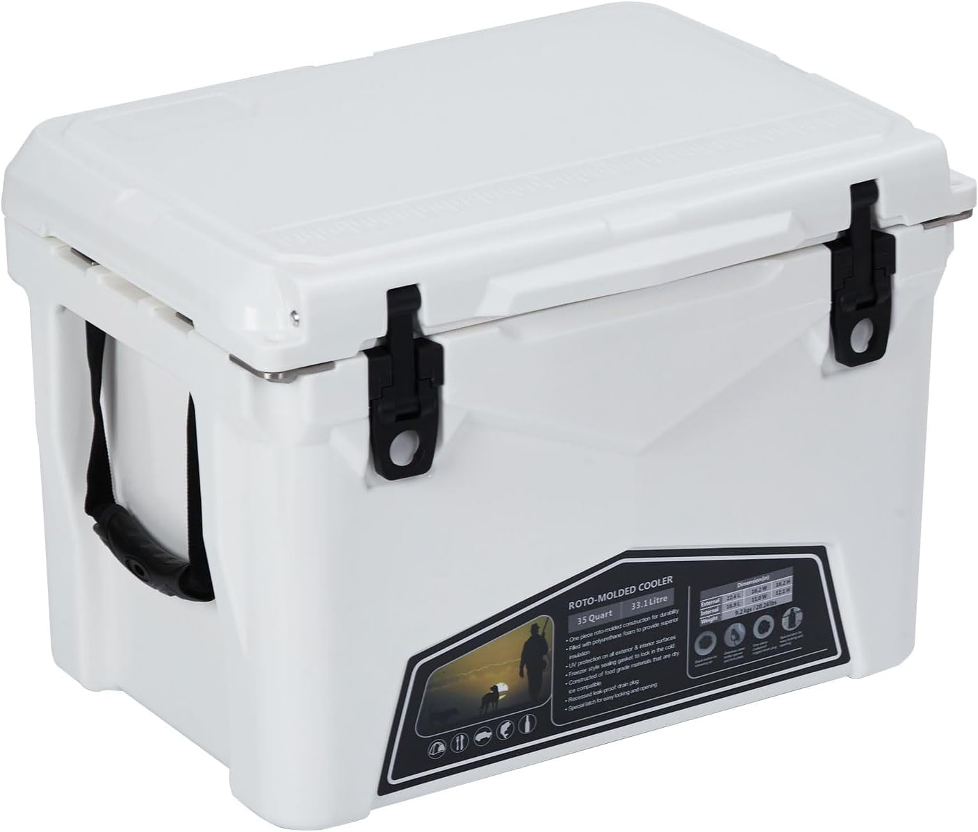 NEILA 35 Quart Hard Camping Cooler, Portable Insulated Ice Chest Cooler ...
