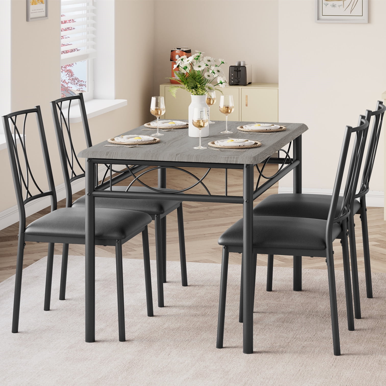 NEILA 5 Piece Dining Set,Dining Table Set for 4,Kitchen Table and 4 ...