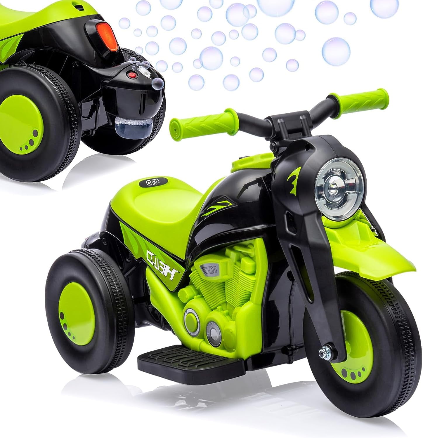 NEILA 6V 15W Kids Motorcycle with Bubble Function Battery Powered Ride on Motorbike Toy With LED ...