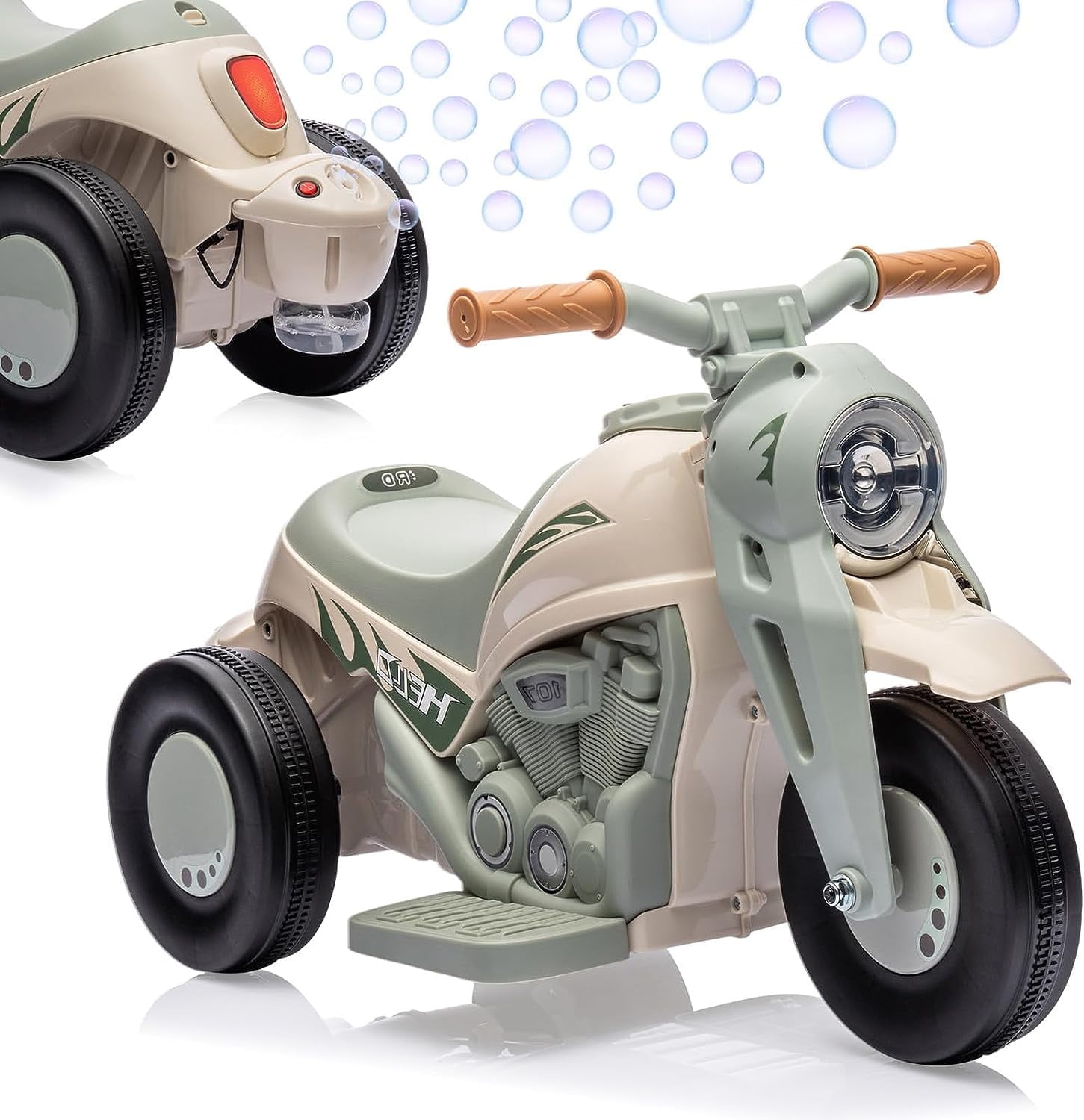 NEILA 6V 15W Kids Motorcycle with Bubble Function Battery Powered Ride on Motorbike Toy With LED ...