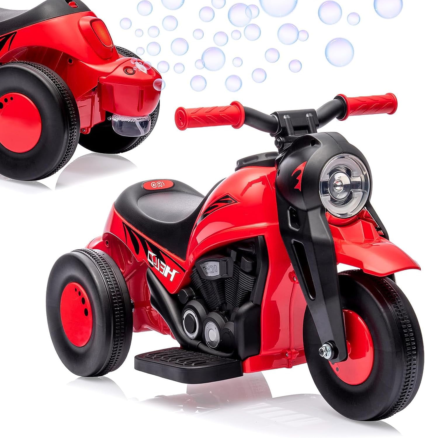 NEILA 6V 15W Kids Motorcycle with Bubble Function Battery Powered Ride on Motorbike Toy With LED ...