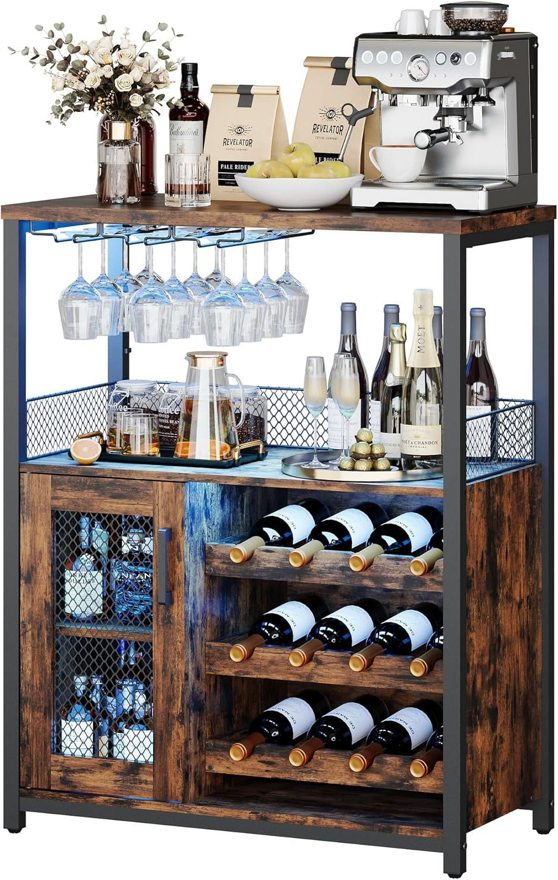 NEILA Bar Cabinet with LED Lights – Removable Wine Storage Cabinet ...