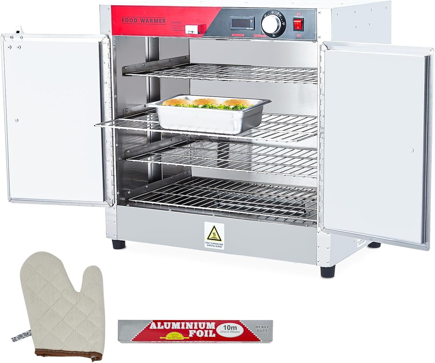 NEILA Commercial Hot Box Food Warmer, Double Door 4-Shelf Stainless ...