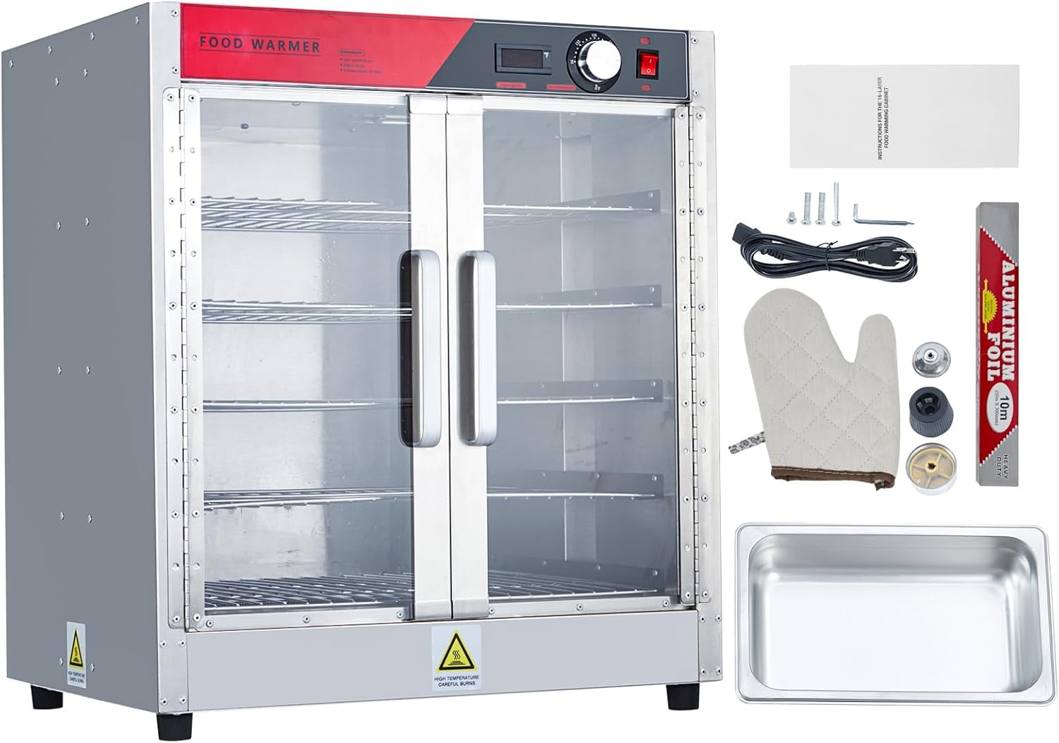 NEILA Commercial Hot Box Food Warmer, Double Door 5-Shelf Stainless ...