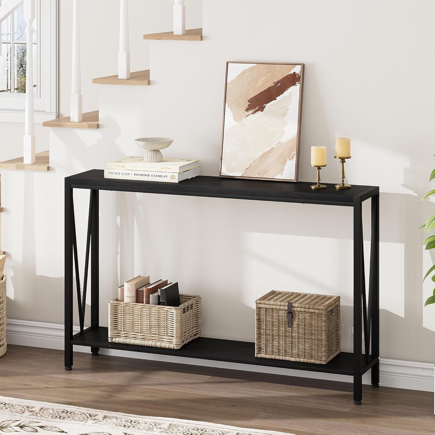 NEILA Console Table, 2-Tier Entryway Table with Storage, 43" Narrow ...