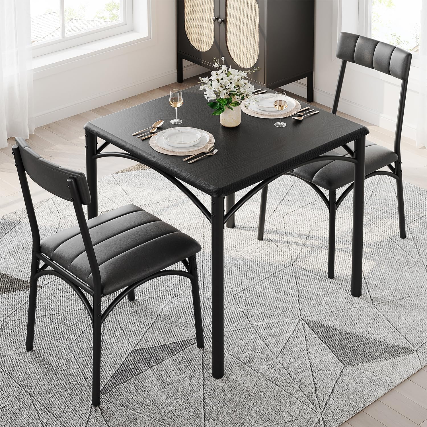 NEILA Dining Table Set for 2, Kitchen Table and Chairs for 2 with ...