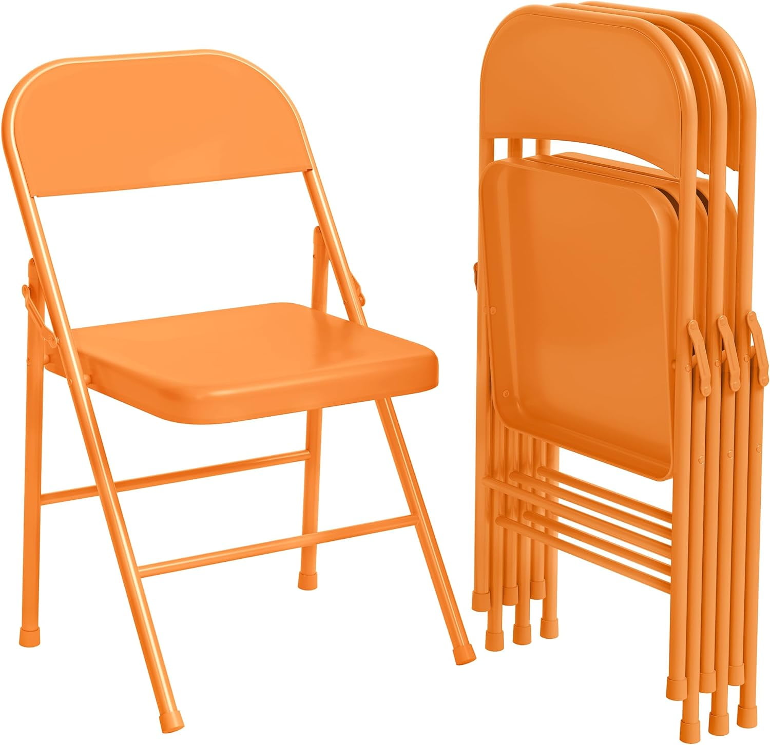 NEILA Folding Chairs Set of 4, Foldable Chairs with Metal Frame Hold Up ...