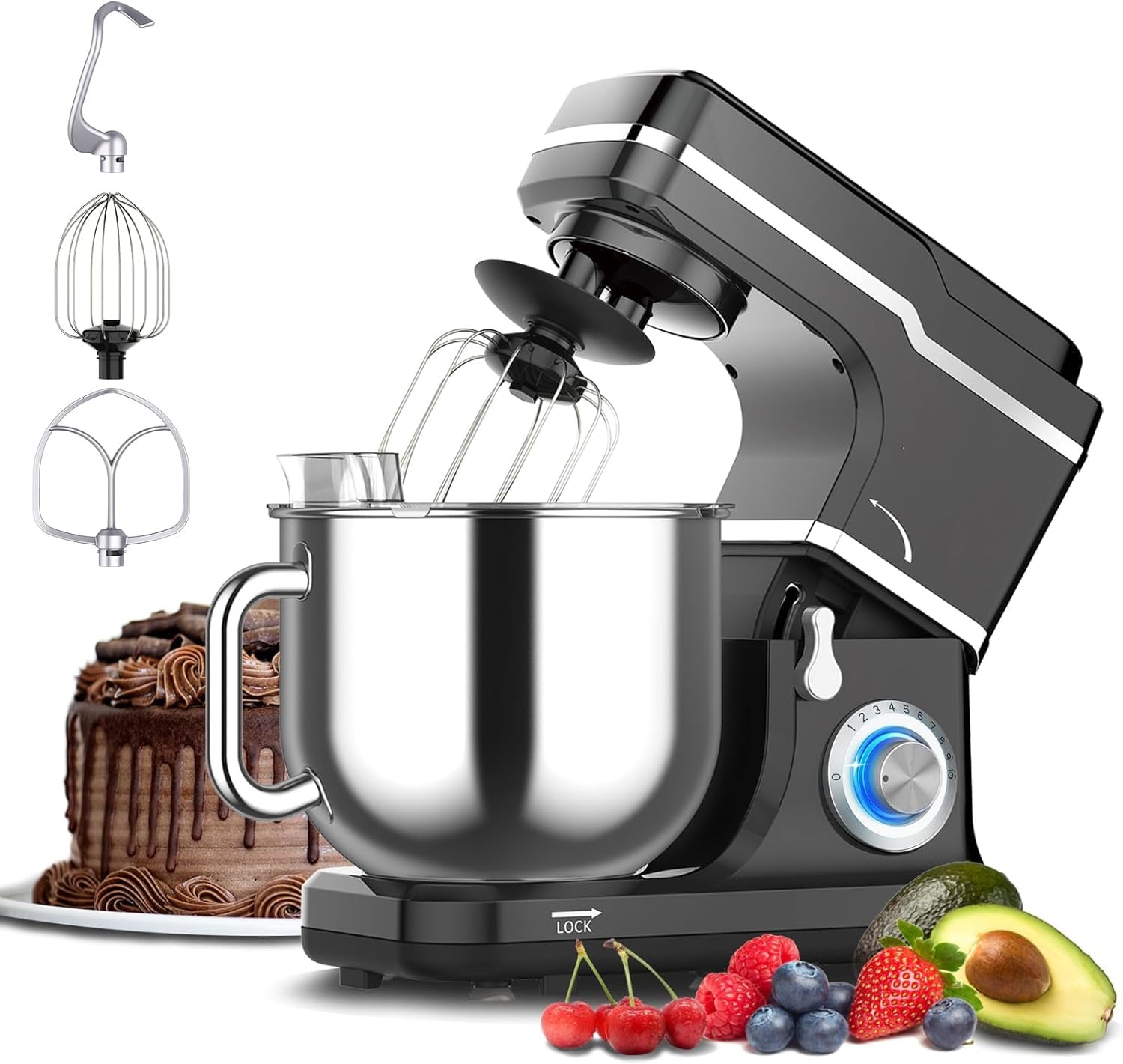 NEILA Kitchen Stand Mixer - 10-Speed Tilt Head Portable Mixer with 7 ...