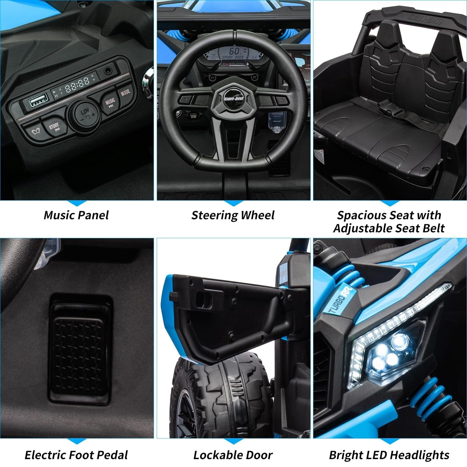 NEILA Licensed Can-Am 12V Kids UTV Ride on Car with Remote Control 4 ...