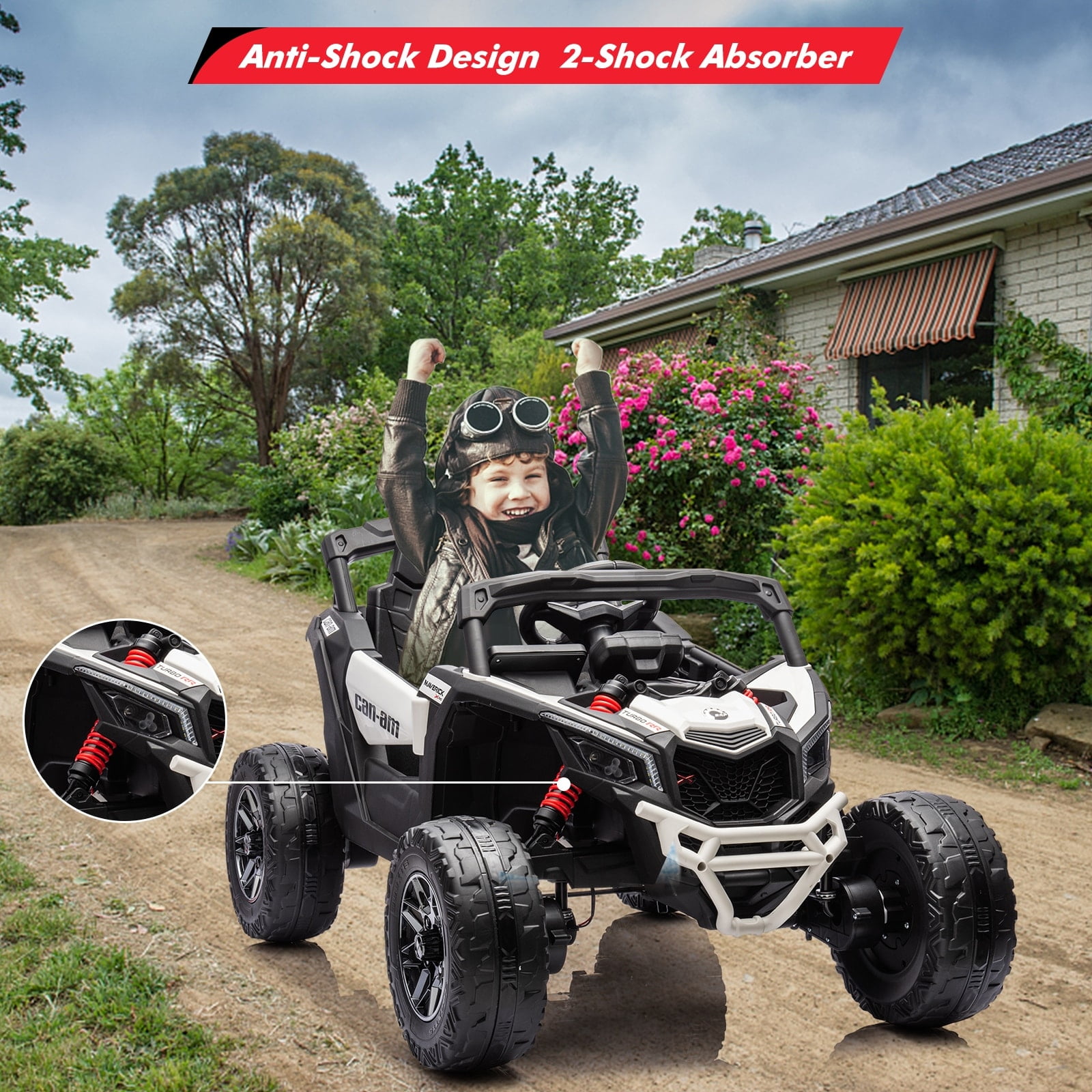 NEILA Licensed Can-Am 12V Kids UTV Ride on Car with Remote Control 4 ...
