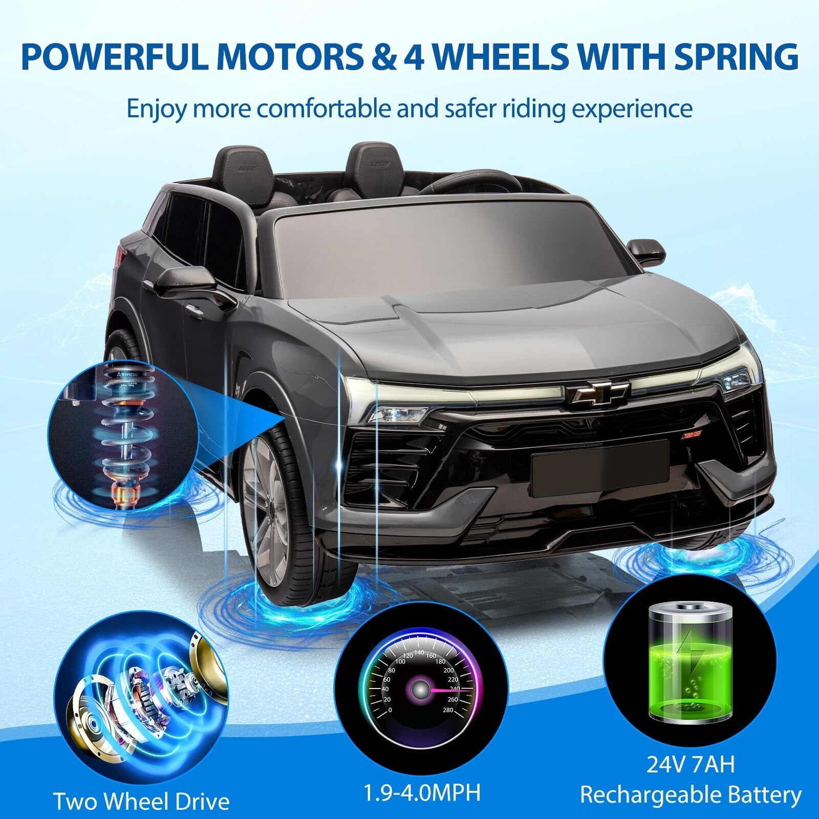 NEILA Licensed Chevrolet Blazer 24V 2 Seater Kids Ride On Car Grey ...