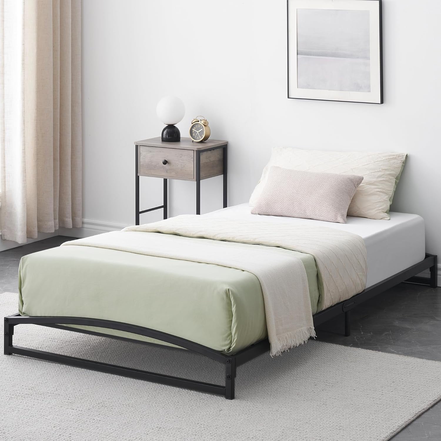 NEILA Twin Size Low Profile Metal Platform Bed Frame – 6-Inch Height ...