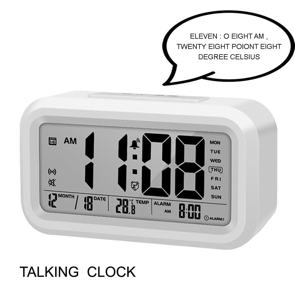 NEIMZ English Talking Digital Alarm Clock, Temperature Thermometer ...