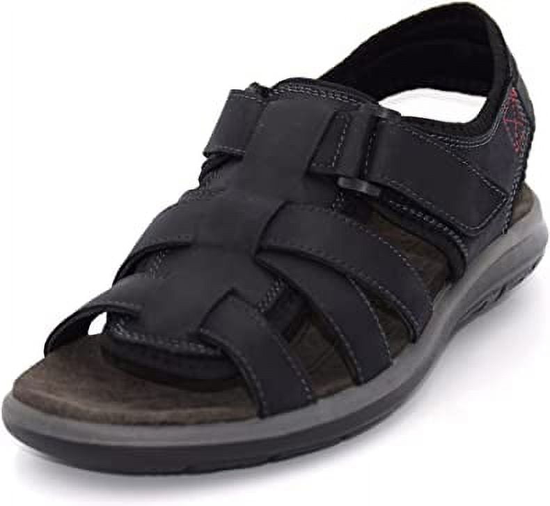 NEKTA/ke'nekt/, Men's Fisherman Open-Toe Leather Sandals Black 10.5 - Walmart.com