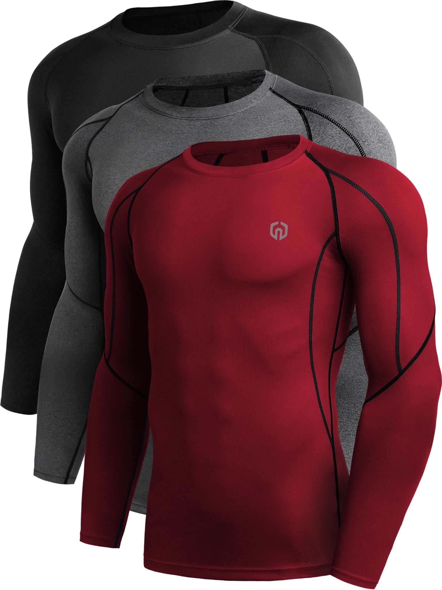 NELEUS Dry Fit Long Sleeve Compression Shirts 3 Pack, Quick-Dry, US ...