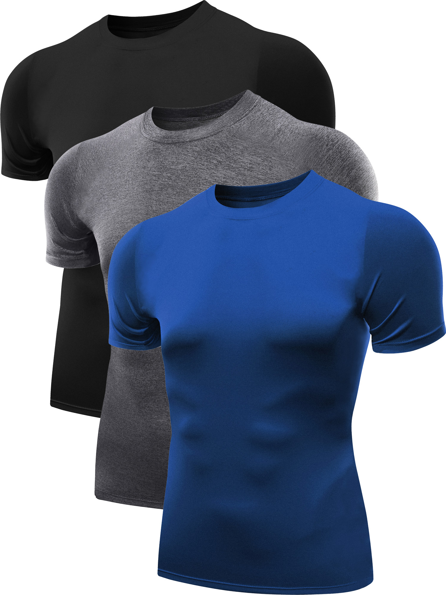 NELEUS Men's Compression Shirt Athletic Tight Tops Base Layer Short Sleeves 3 Pack,Black+Gray ...