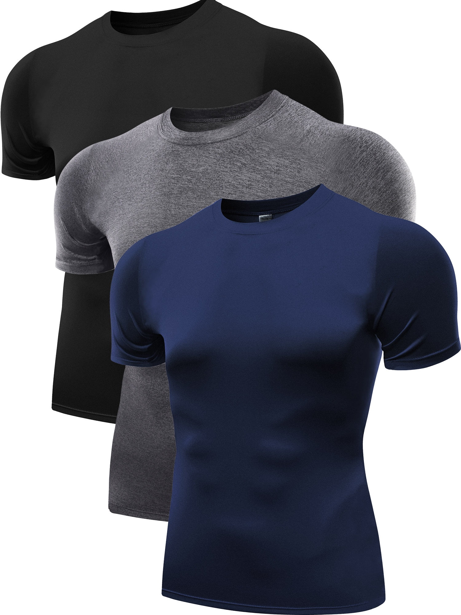NELEUS Men's Athletic Compression Shirt, Short Sleeves, 3 Pack, Quick ...