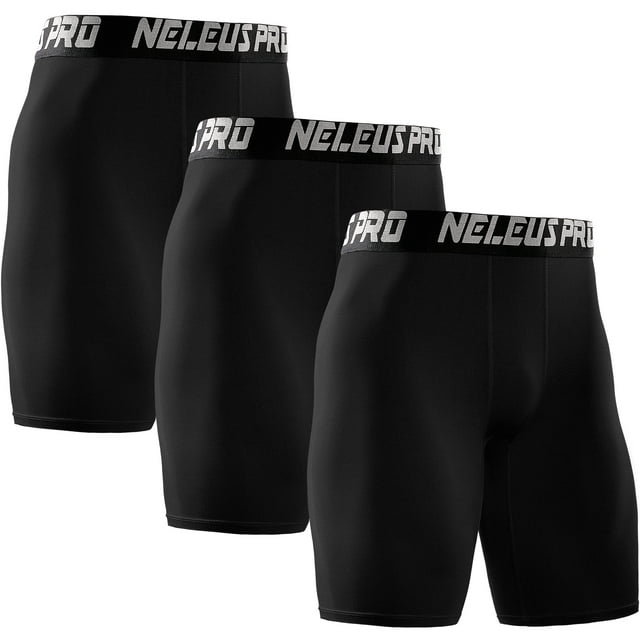 NELEUS Men's Performance Compression Shorts, 3-Pack, Black, US Size 2XL ...