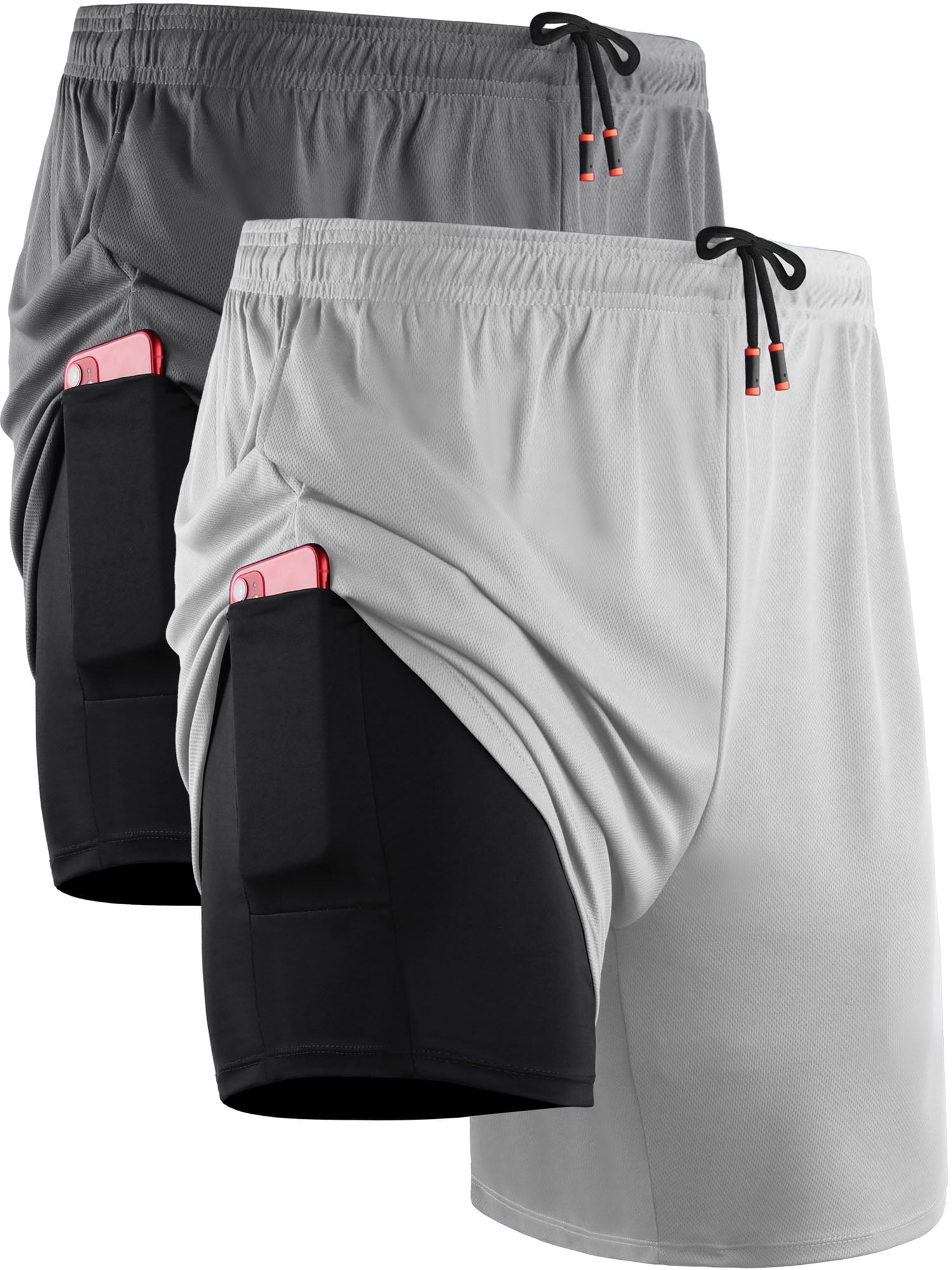 NELEUS Mens 2 in 1 Dry Fit Workout Shorts with Liner and Pockets 2 ...