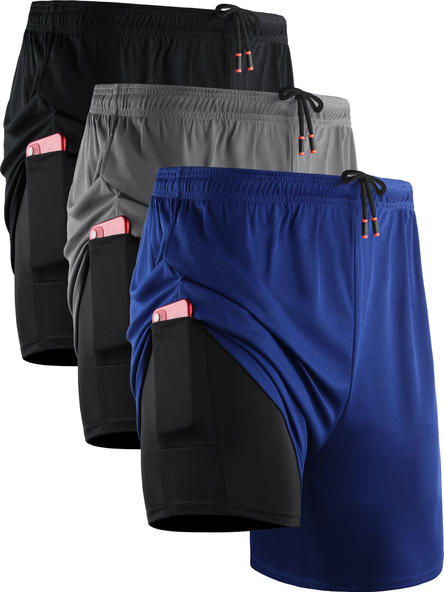 Neleus Men's Dry Fit 2-in-1 Running Workout Shorts with Pockets and ...