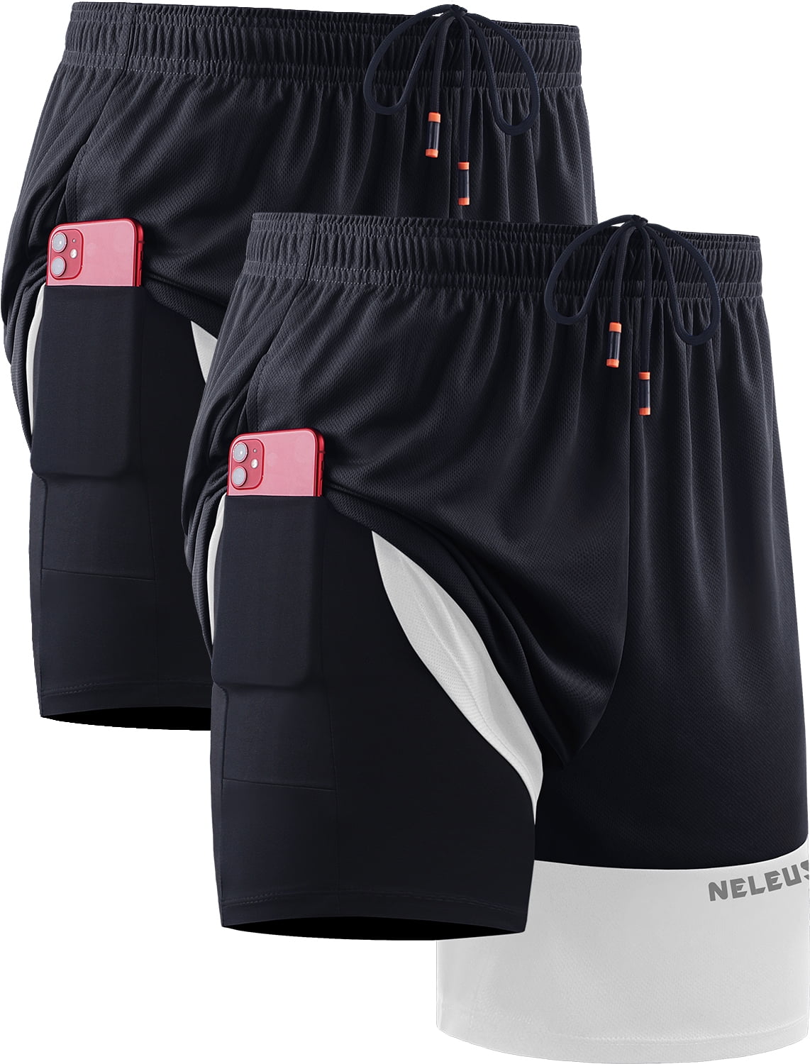 NELEUS Mens 2 in 1 Workout Shorts with Liner Athletic Running Shorts ...