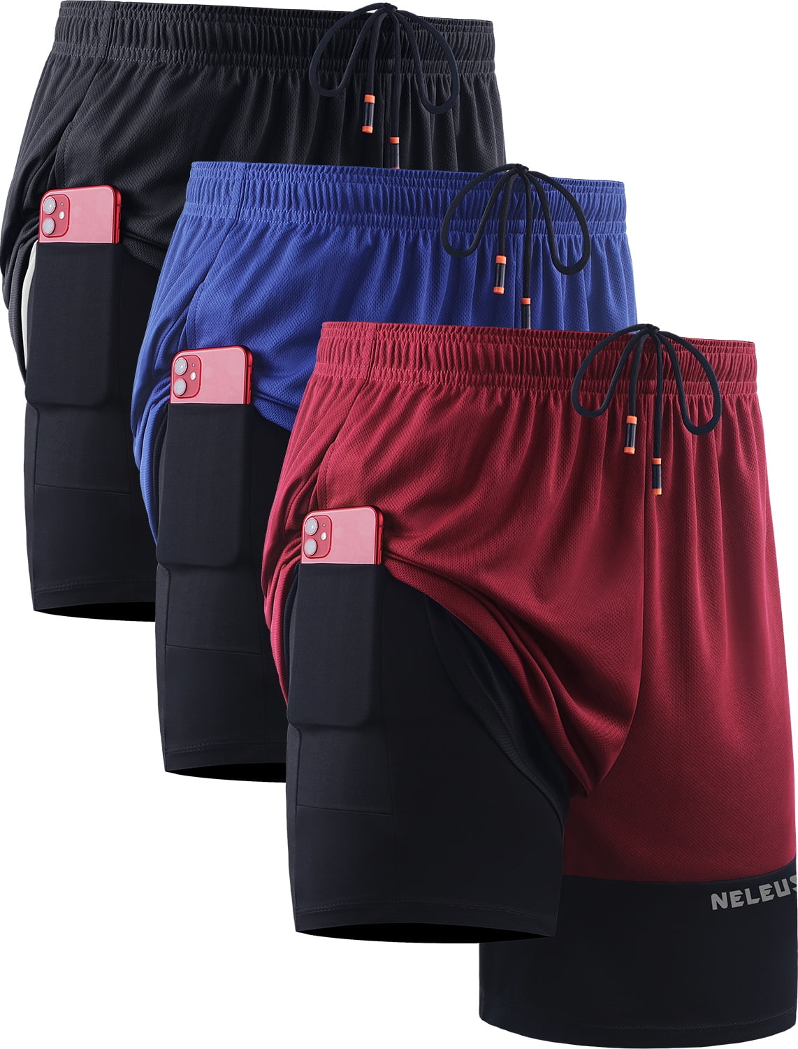 NELEUS Mens 2 in 1 Workout Shorts with Liner Athletic Running Shorts ...