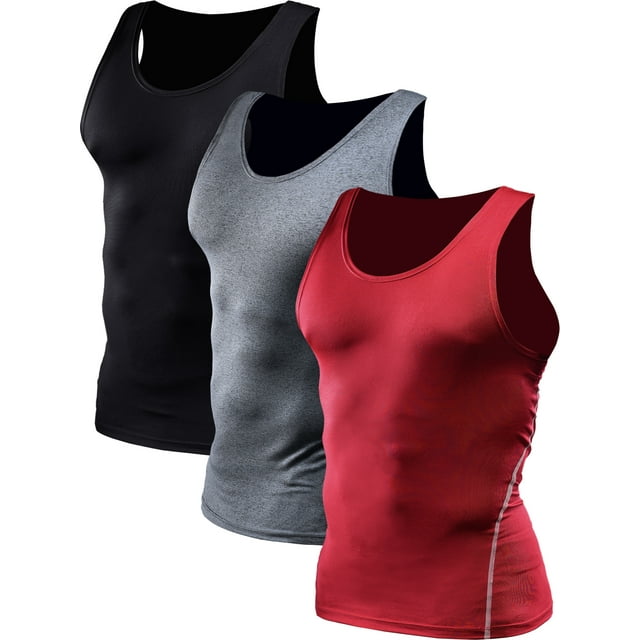 NELEUS Men's 2XL Athletic Compression Sport Tank Top 3-Pack, Breathable ...