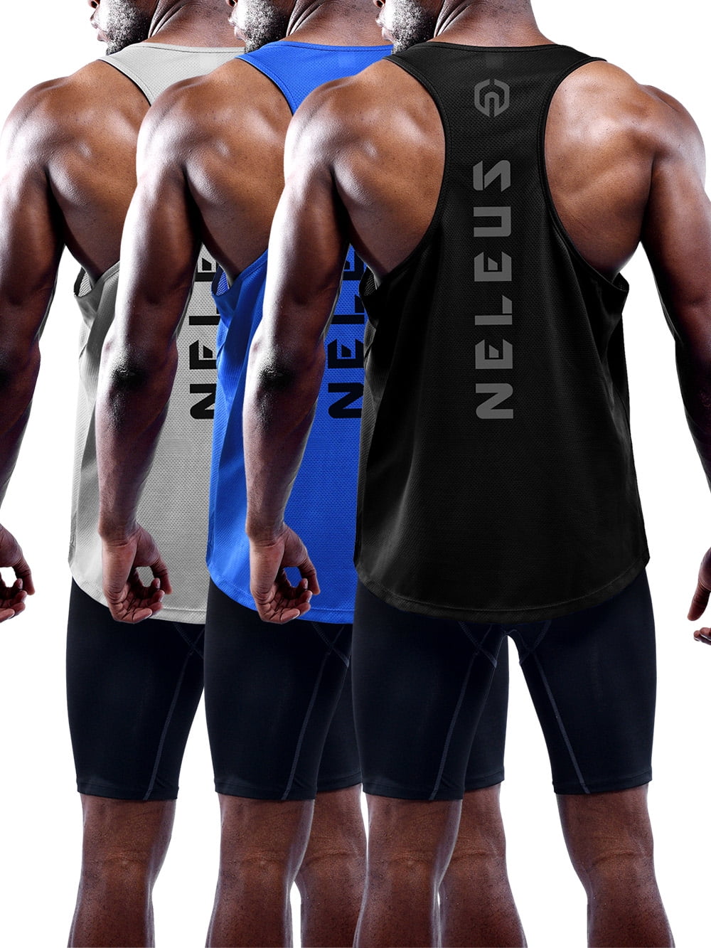 NELEUS Mens Muscle Gym Tank Tops, Dry Fit Y-Back Sleeveless, 3 Pack ...