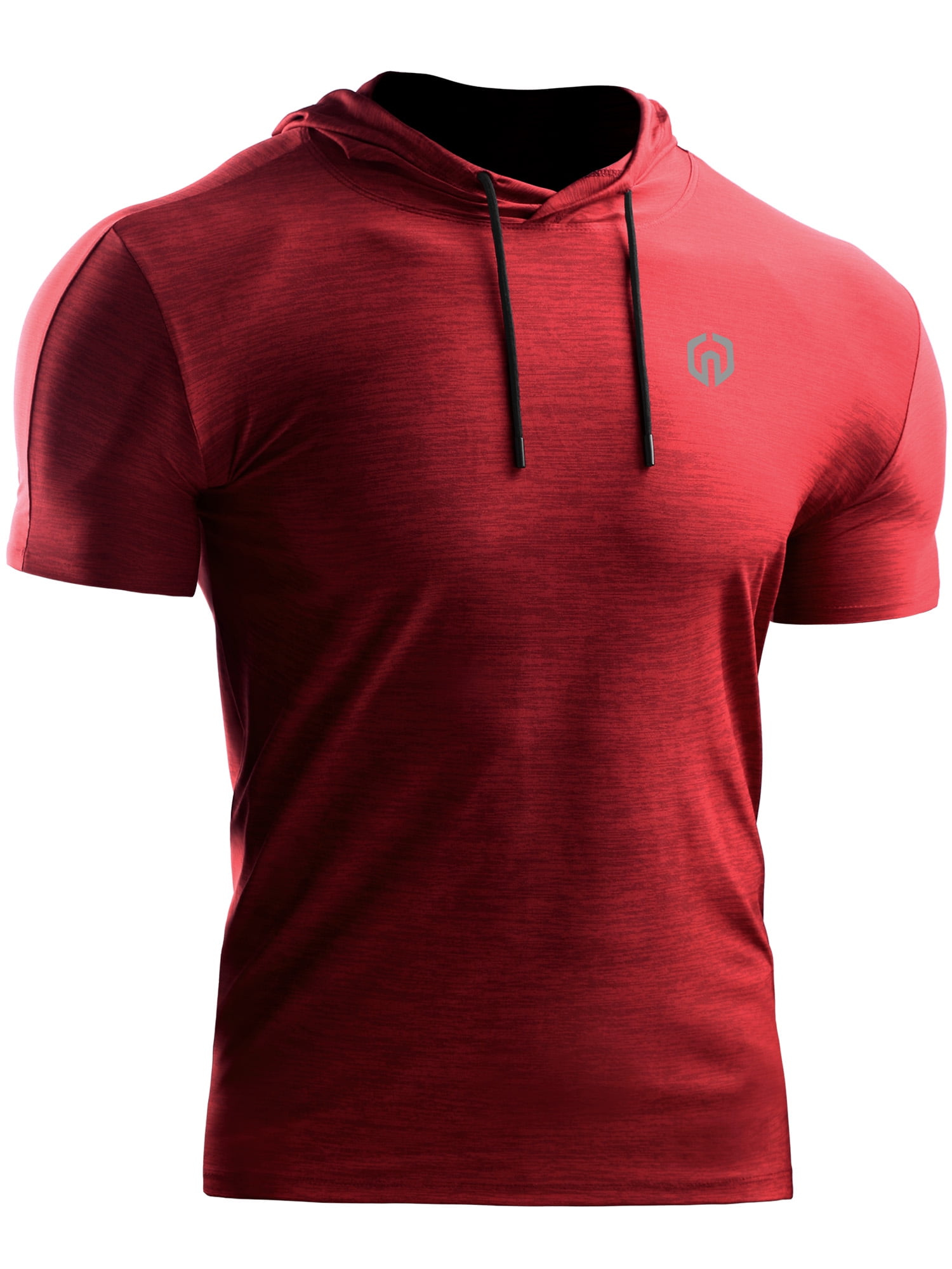 NELEUS Mens Short Sleeves Shirt with Hoods Dry Fit Running Workout Athletic Shirt,Red,US Size XL ...