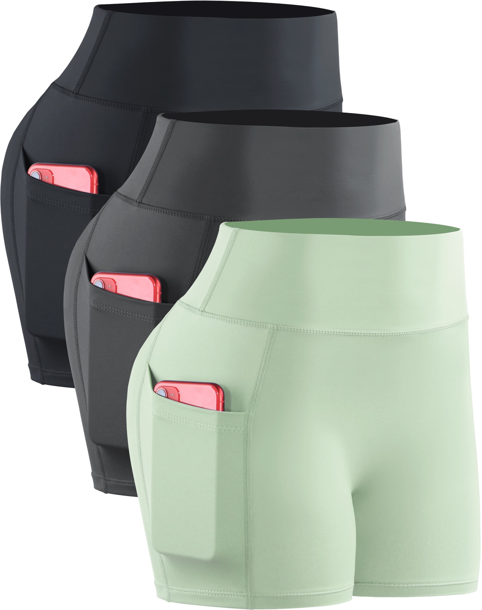 NELEUS Women's High Waist Yoga Shorts, 3" Compression, Pockets, Tummy ...