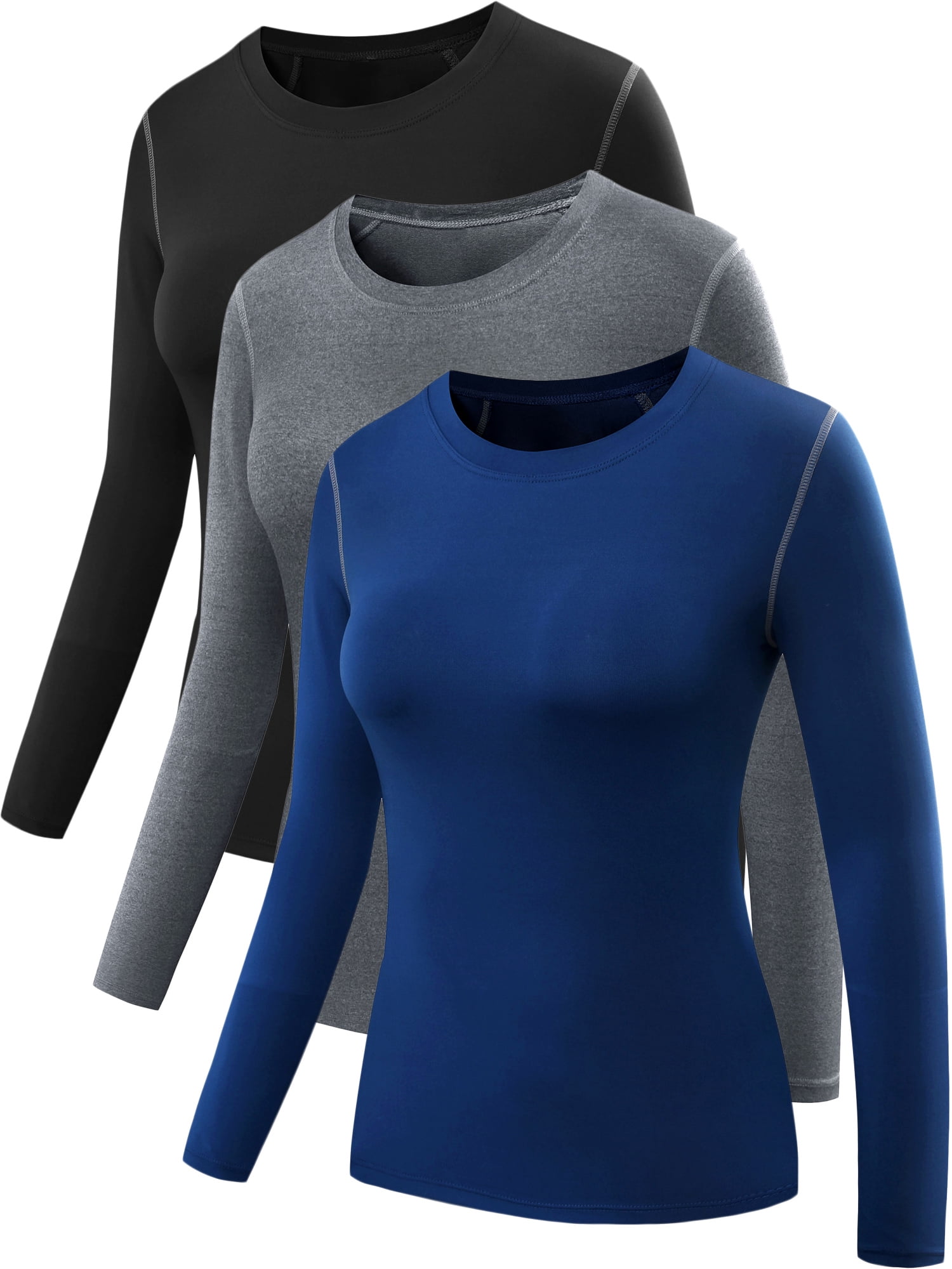 NELEUS Athletic Compression Long Sleeve T-Shirt for Women, Dry Fit, 3 ...