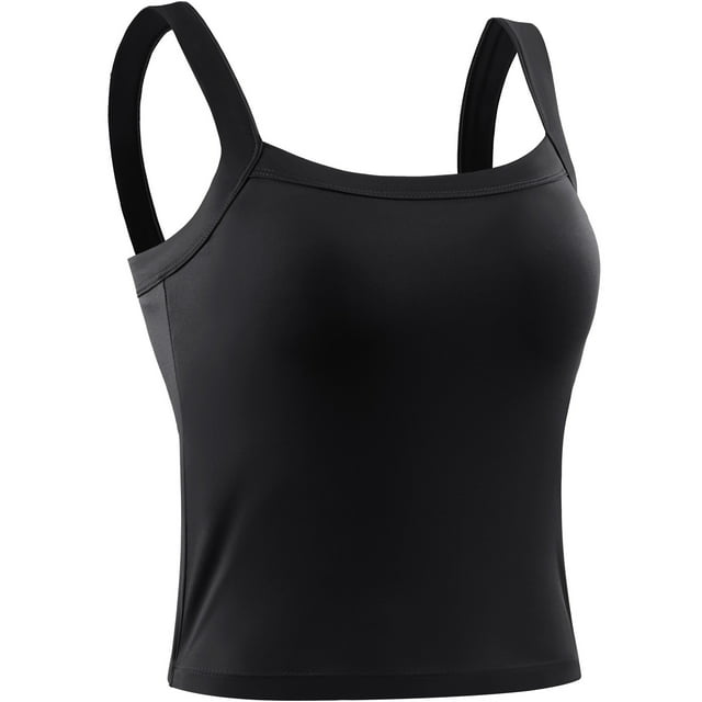 NELEUS Womens Athletic Cropped Tank Top with Built in Bra Camisole for Layer Stretch Wider Strap ...