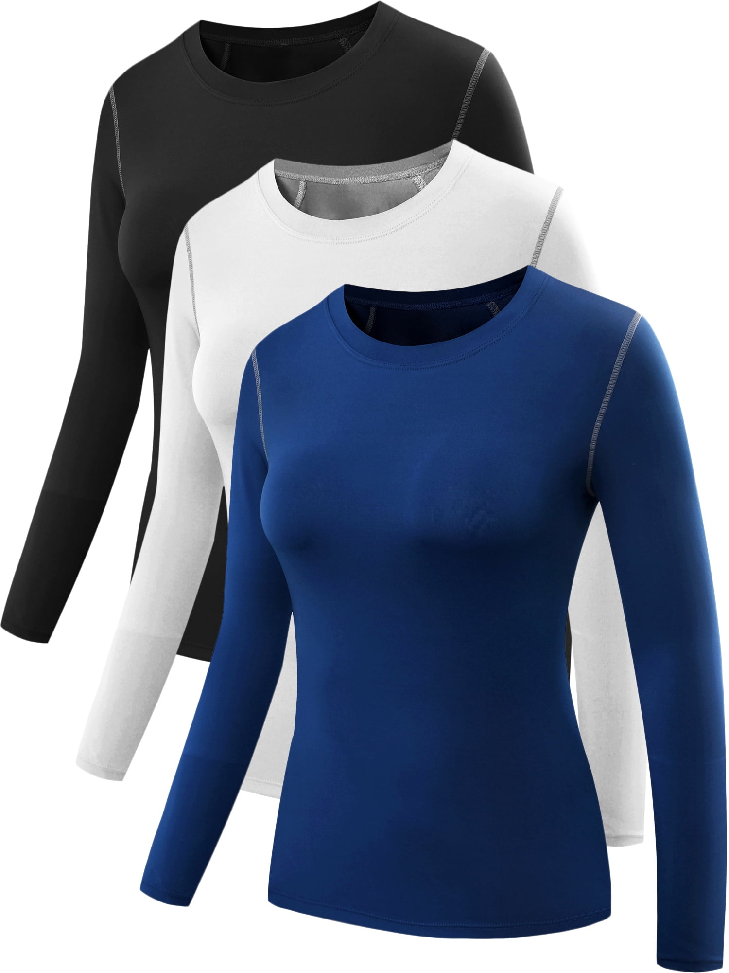 NELEUS Women's Athletic Compression Long Sleeve T-Shirt, Dry Fit, 3 ...
