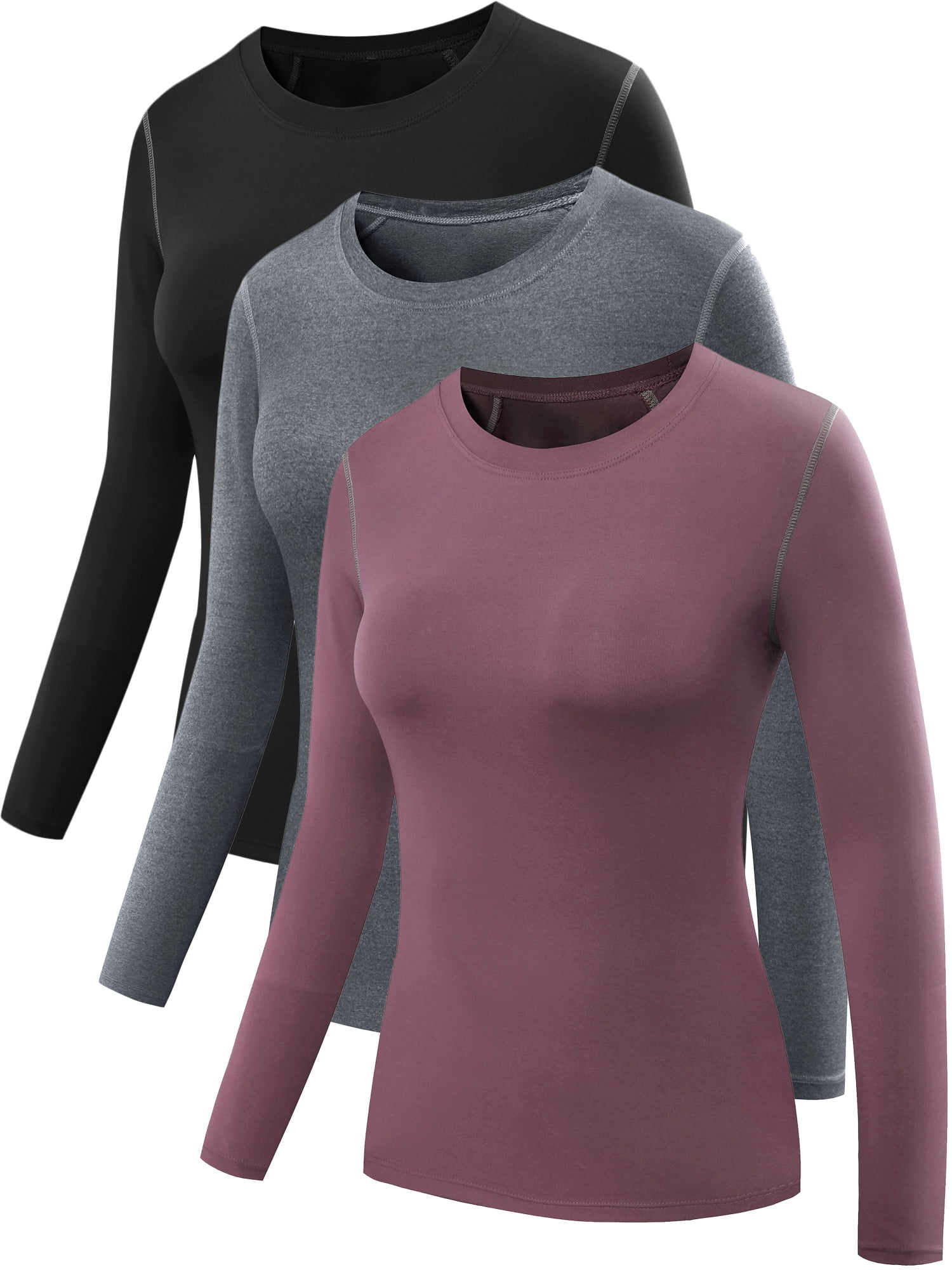 NELEUS Women's Dry Fit Athletic Compression Long Sleeve T-Shirt, 3 Pack ...
