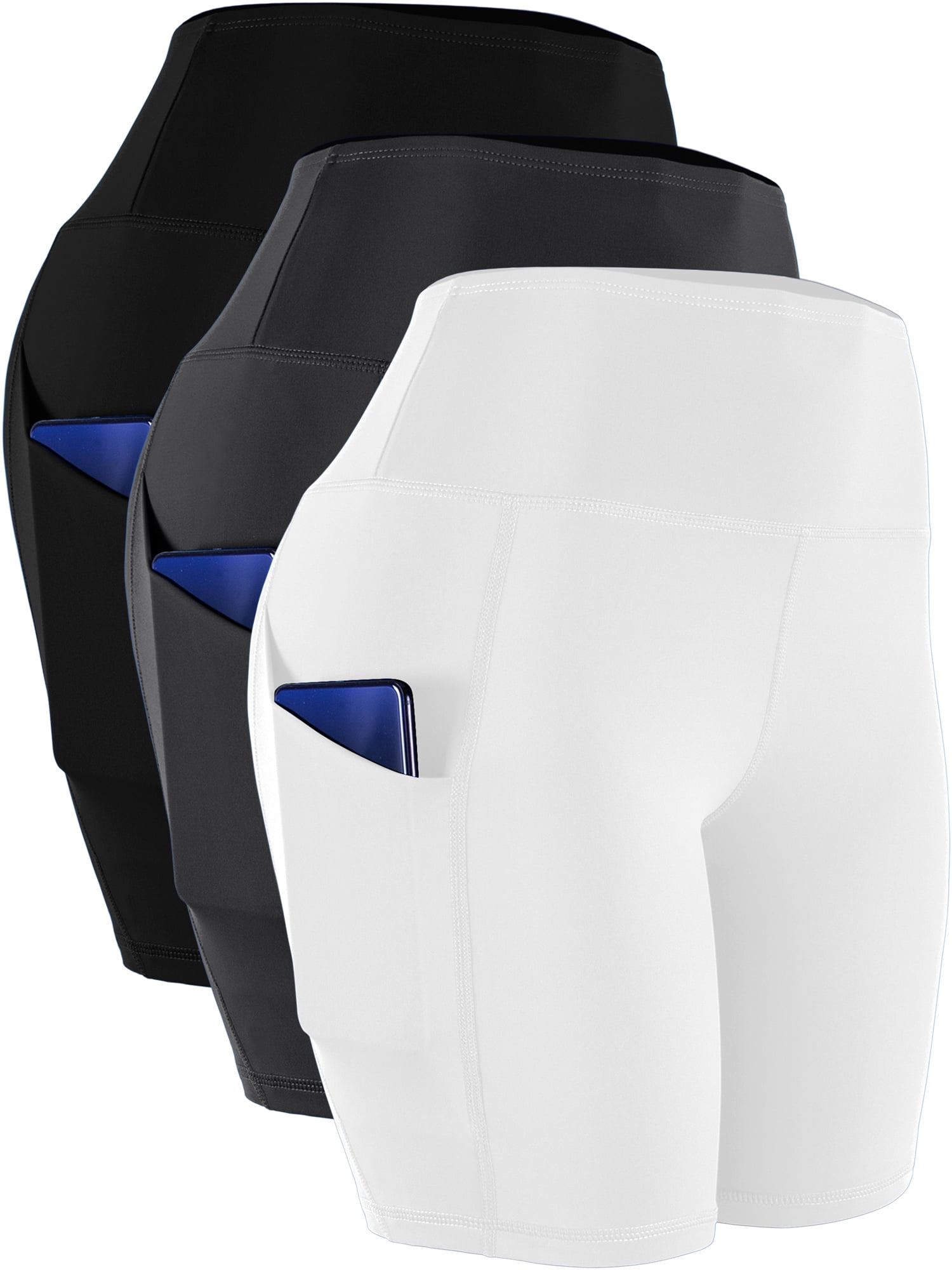 NELEUS Women's High Waist Yoga Bike Running Shorts, Side Pockets, Black ...