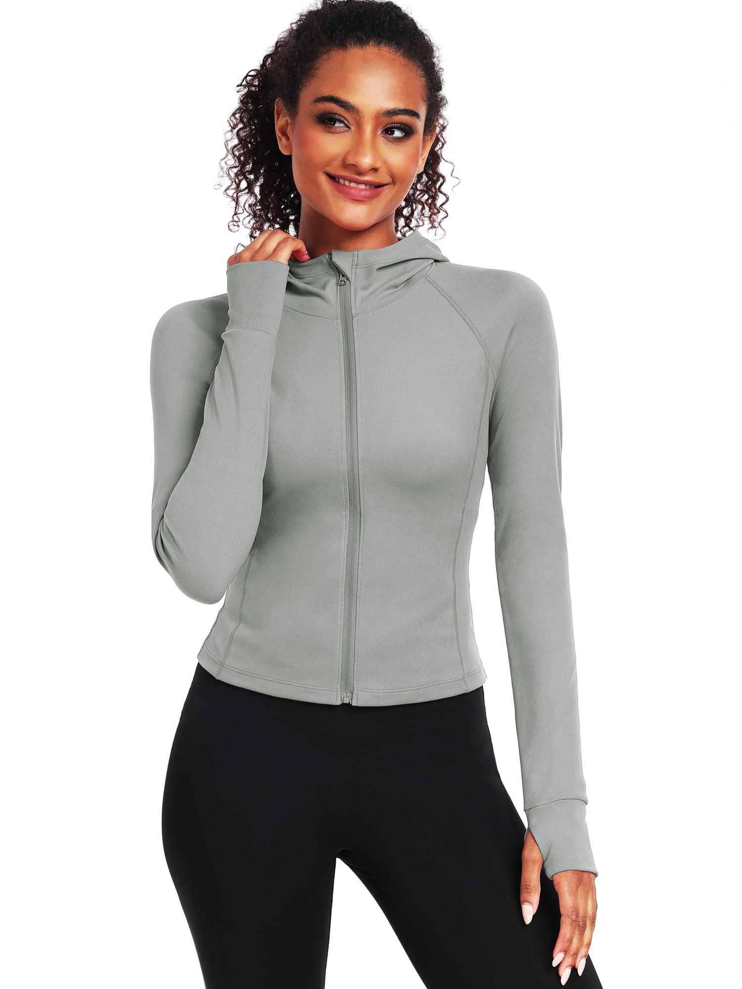 NELEUS Womens Hooded Athletic Jackets Zip Up Yoga Workout Jacket Slim ...