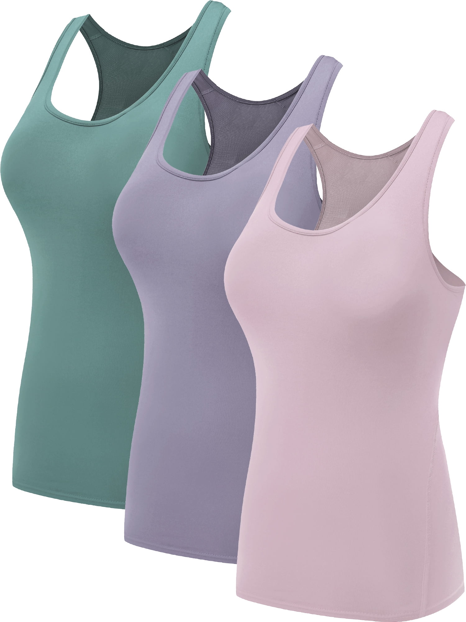 Neleus Women's Dry Fit Compression Base Layer Tank Top 3 Pack, Colors: Blackish Green, Purple ...