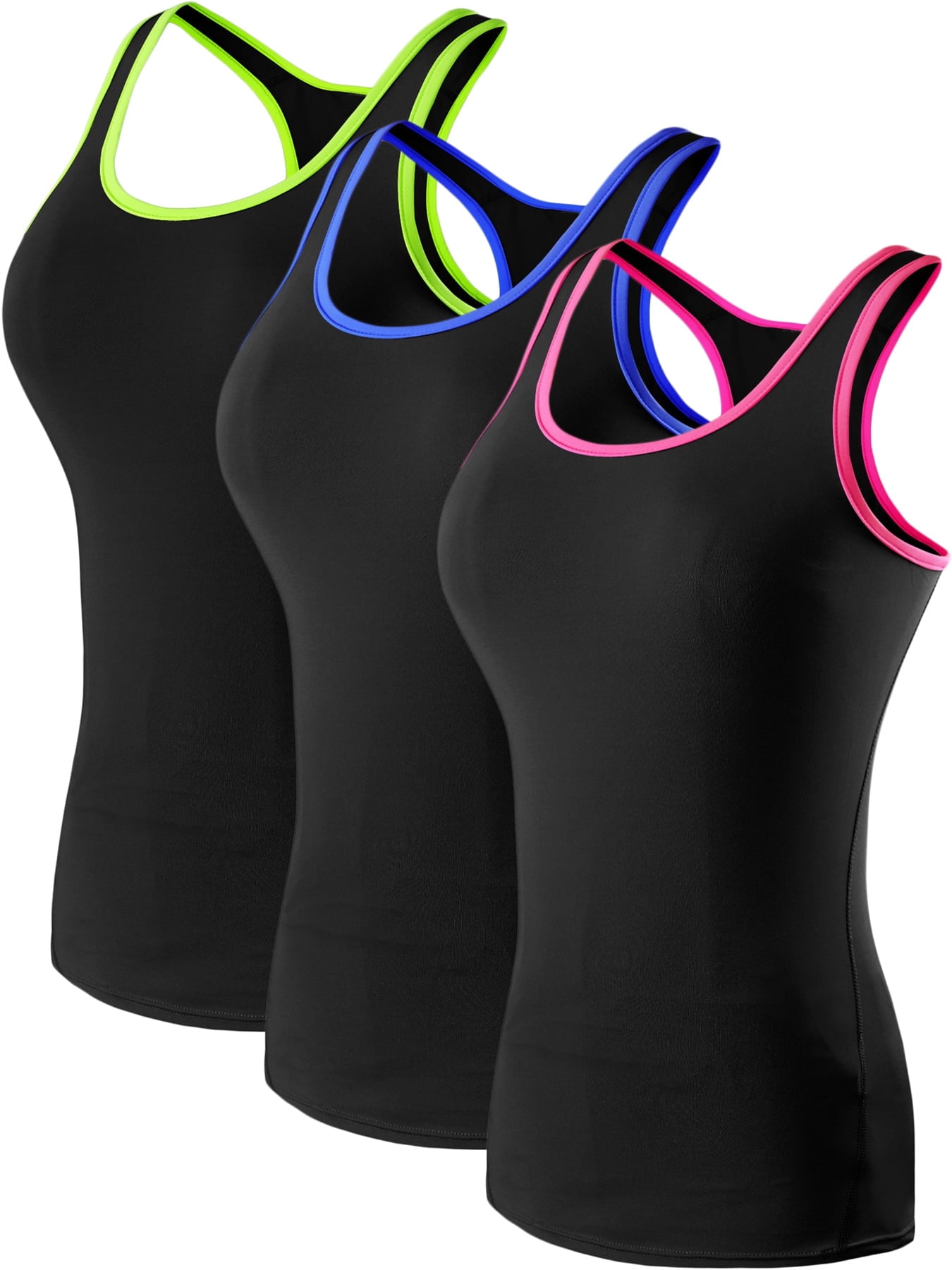 Neleus Womens Dry Fit Tight Fitting Base Layer Tank Top 3 Pack Blue ...