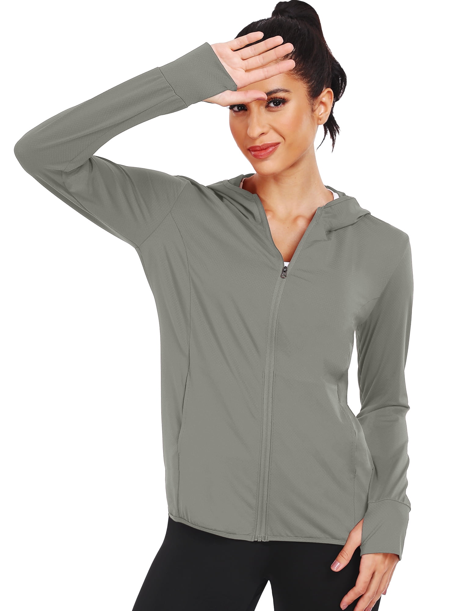 NELEUS Womens UPF 50+ Hooded Athletic Jackets High Collar Full Zipper ...