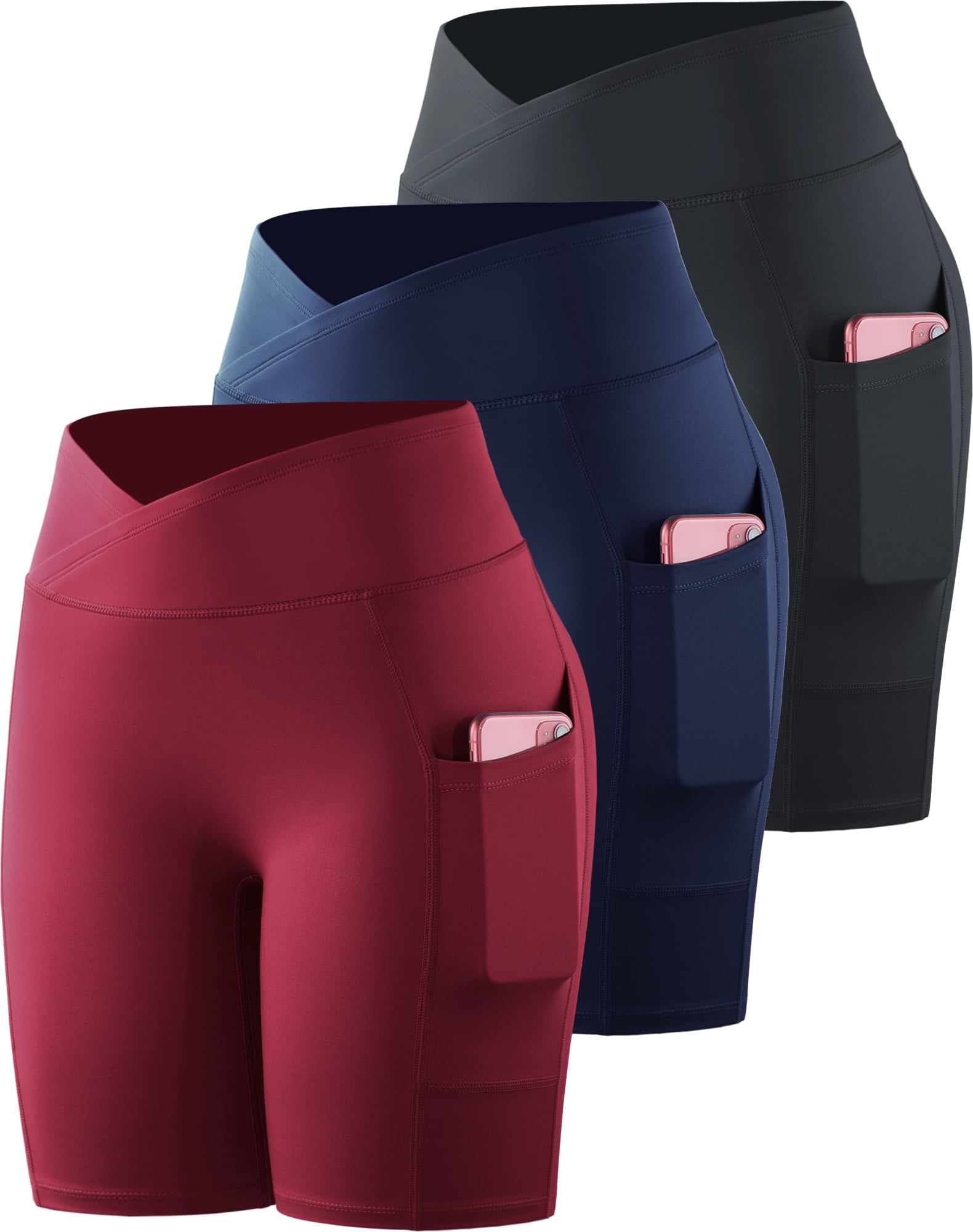 NELEUS Womens V Cross Waist Spandex Shorts for Yoga Athletic Bike with ...